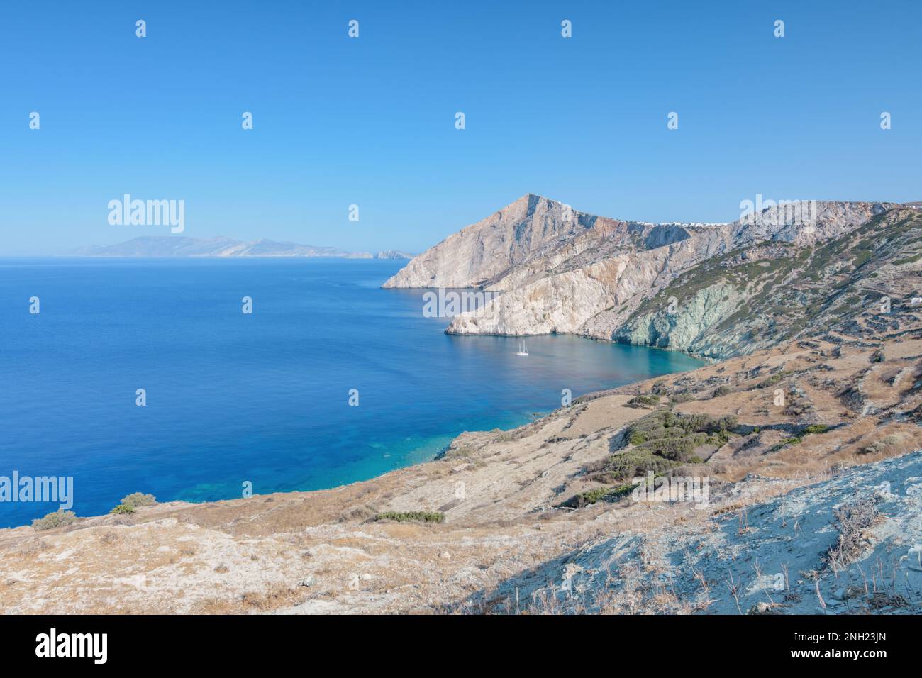 Panoramic view on Folegandros island coasts Stock Photo - Alamy