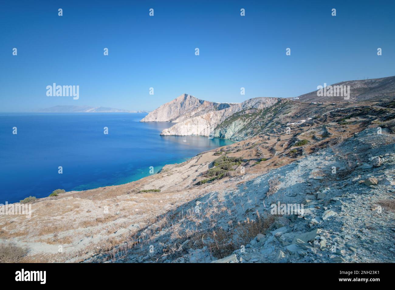 Panoramic view on Folegandros island coasts Stock Photo - Alamy