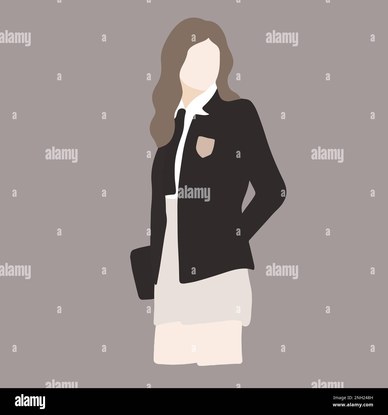 School girl or student in uniform vector illustration in trendy ...
