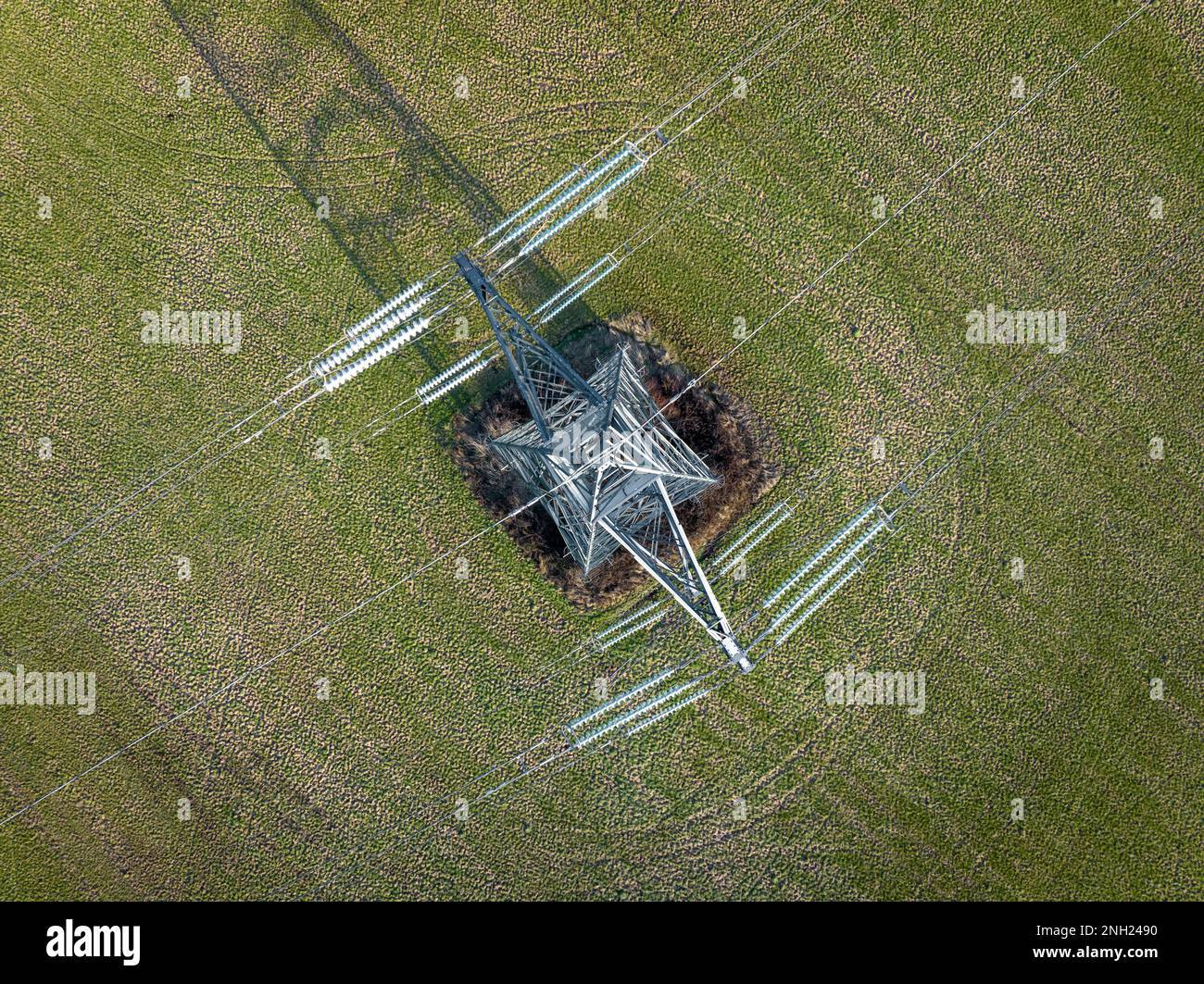 Electricity Pylon Aerial View Stock Photo - Alamy