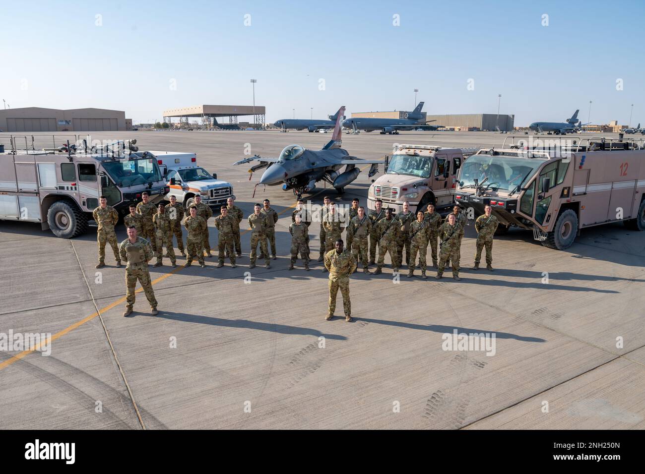 U.S. Air Force Airmen and Soldiers assigned to the 378th Expeditionary ...