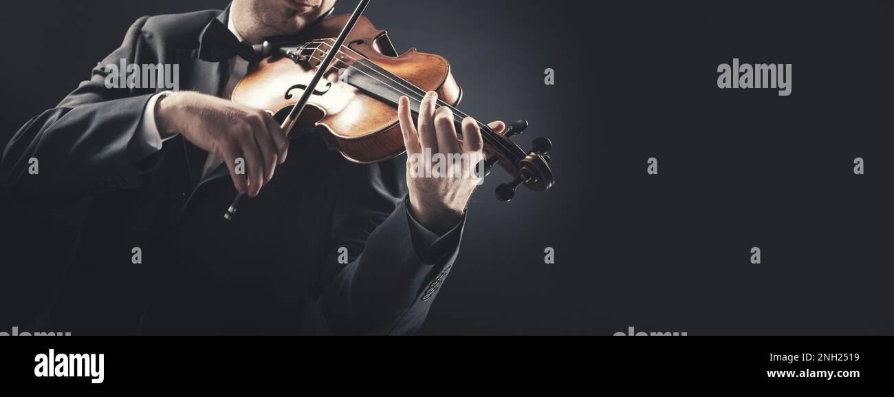 Professional violin player performing, classical music concept, banner ...