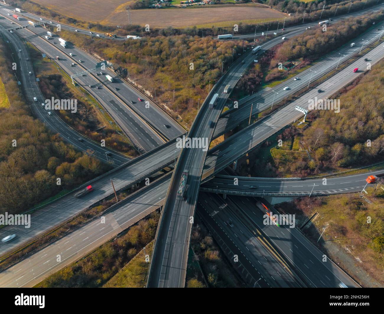 Busy Motorway Interchange Junction in the UK Stock Photo - Alamy