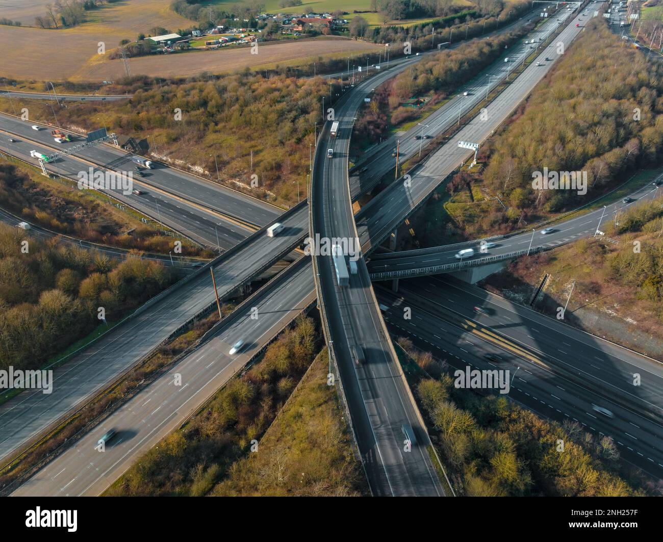 Busy Motorway Interchange Junction in the UK Stock Photo - Alamy