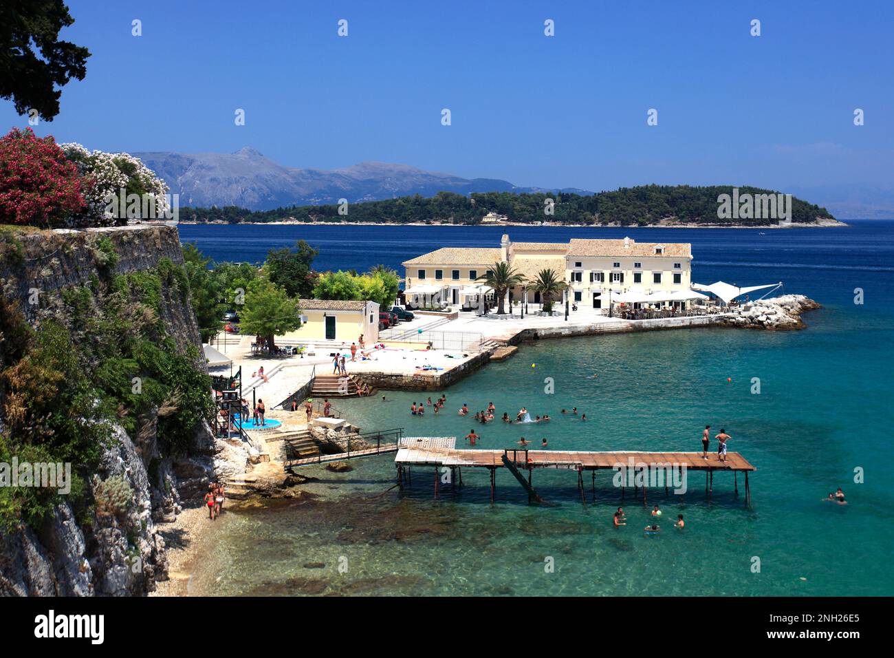 Beach bar, Corfu Town, Corfu Island, Greece, Europe Stock Photo - Alamy