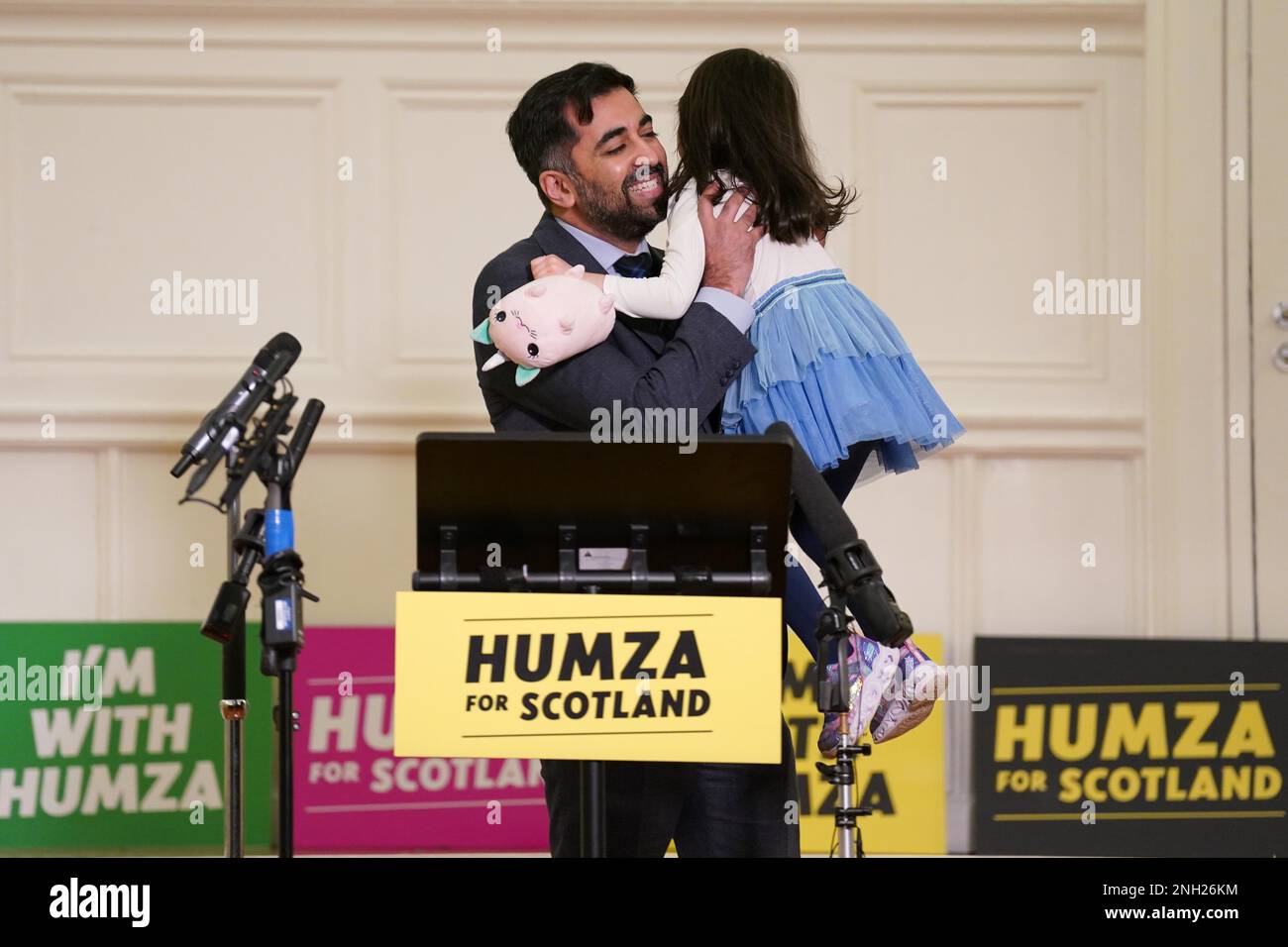 Health Secretary Humza Yousaf, with his daughter Amal, at the launch of ...