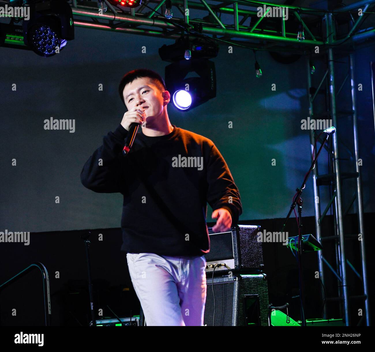 Pfc. Seung Jun Han sings a song during the KATUSA’s Got Talent ...