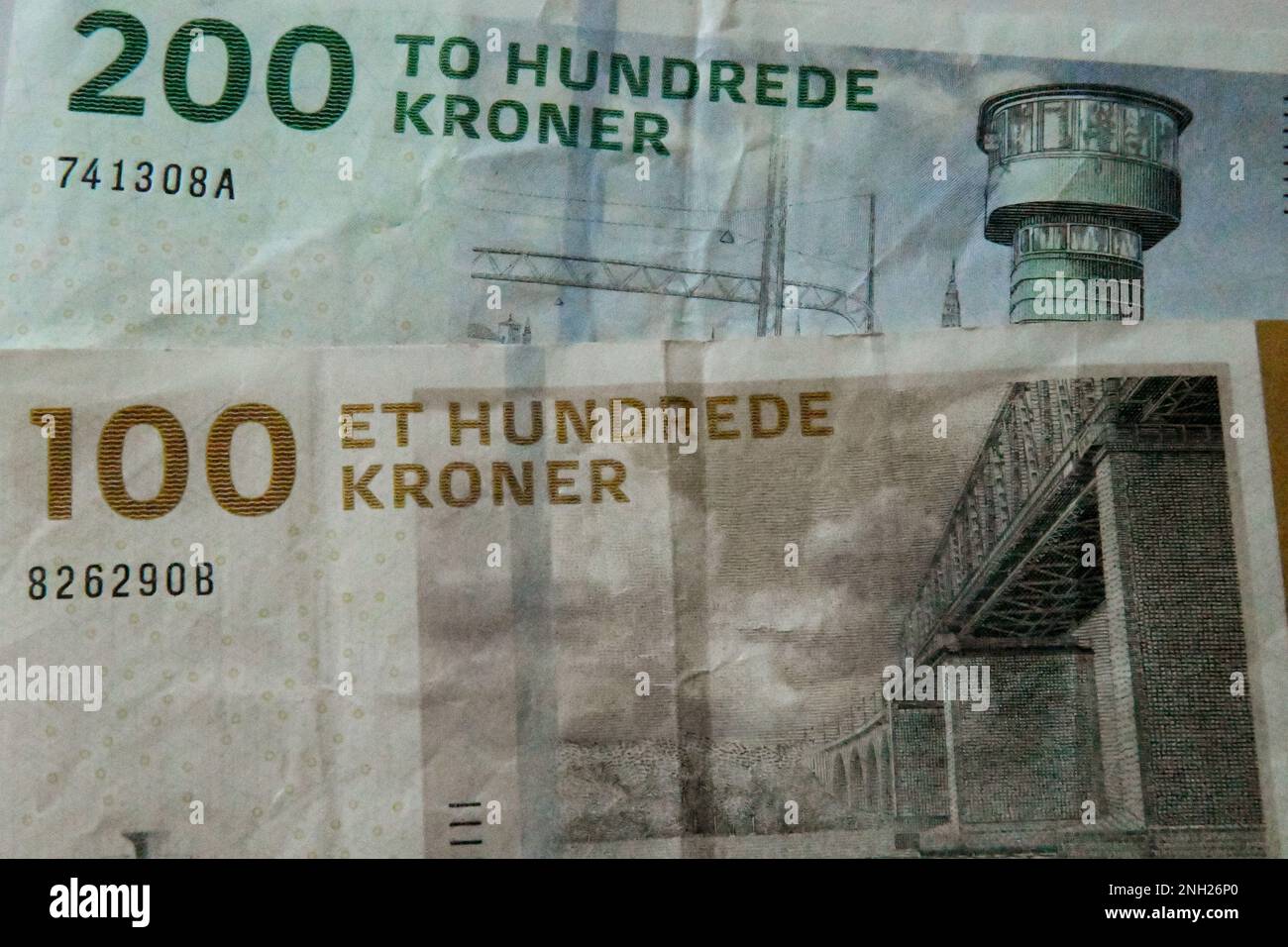 Copenhagen/Denmark/20 February 2023/ Danish kroner notes currency in ...