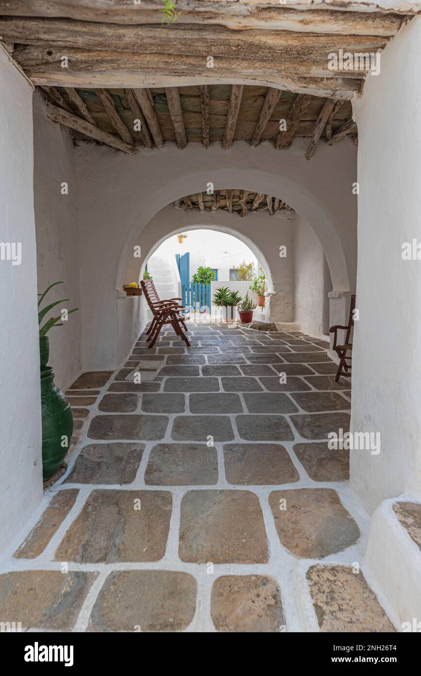 Characteristic arched passage in the Castro neighborhood of Chora ...
