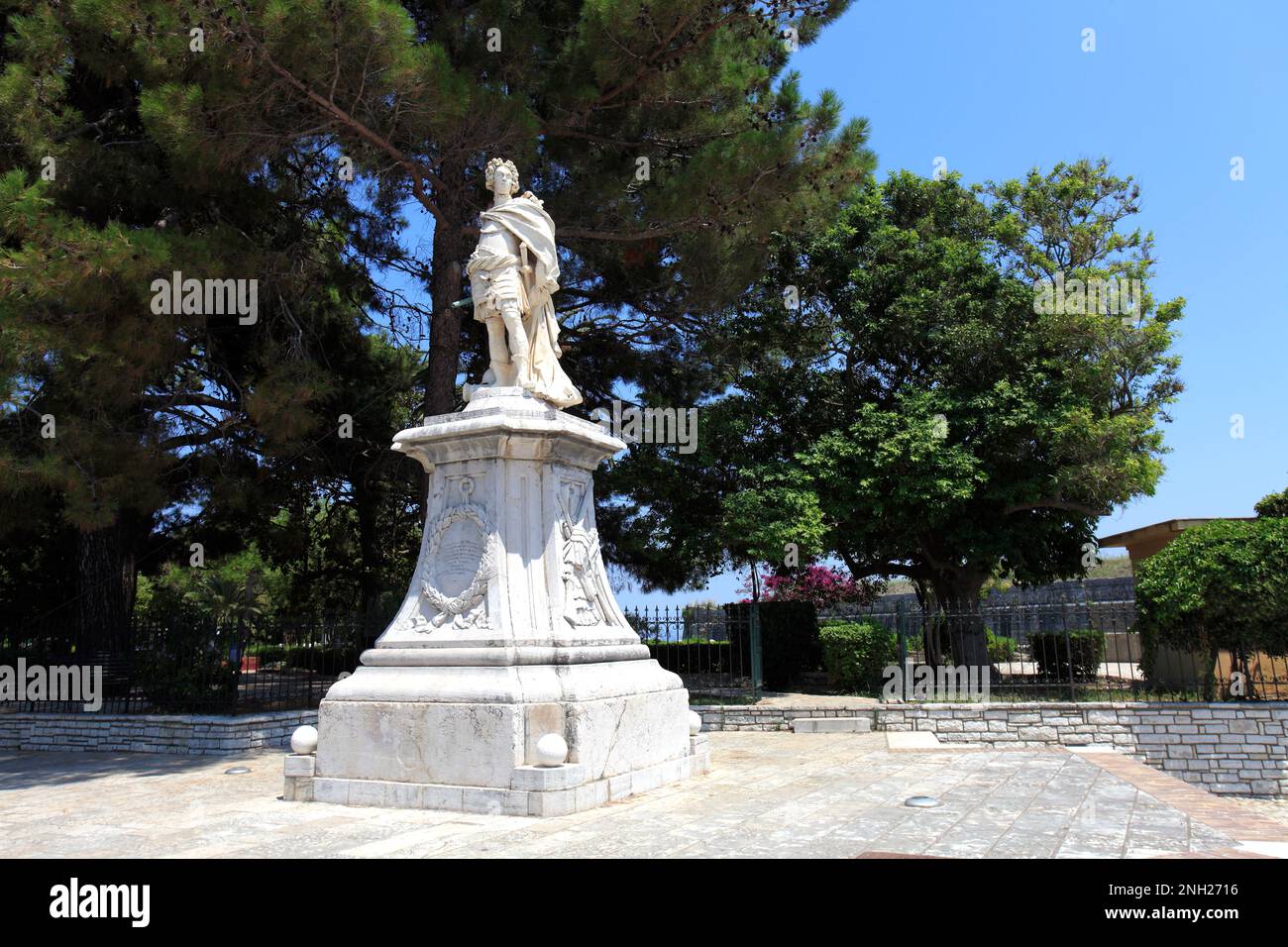 Mathias von der Schollenberg statue, Corfu Town, Corfu Island, Greece ...