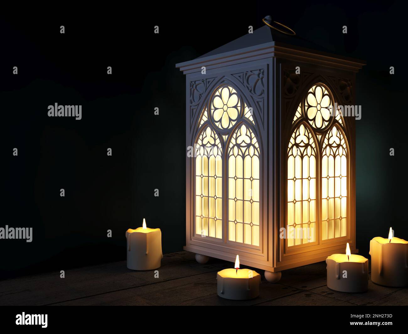 Classic white lantern with gothic cathedral window Stock Photo - Alamy