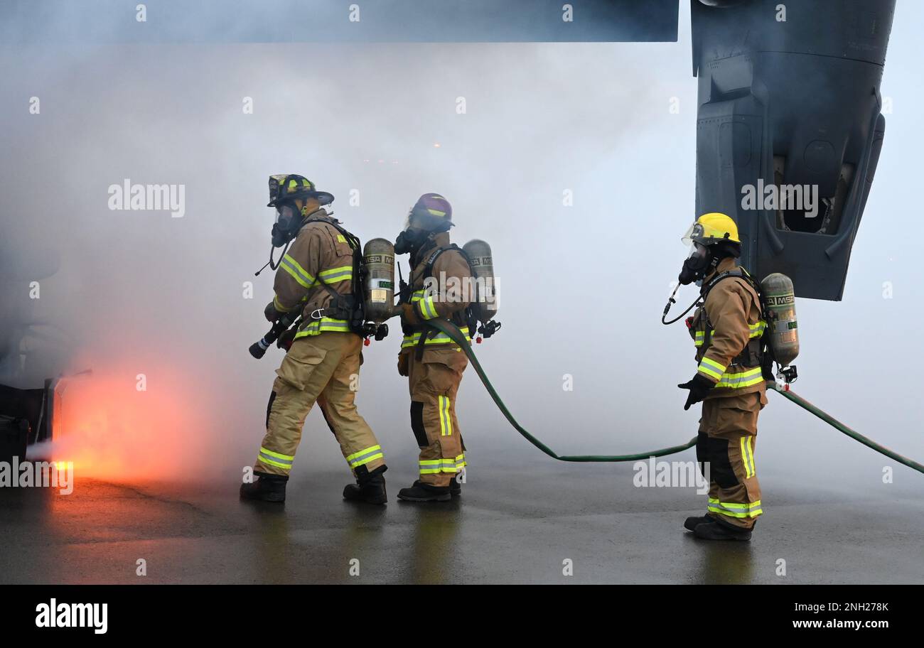 Team Mildenhall firefighters extinguish a simulated CV-22 Osprey ...