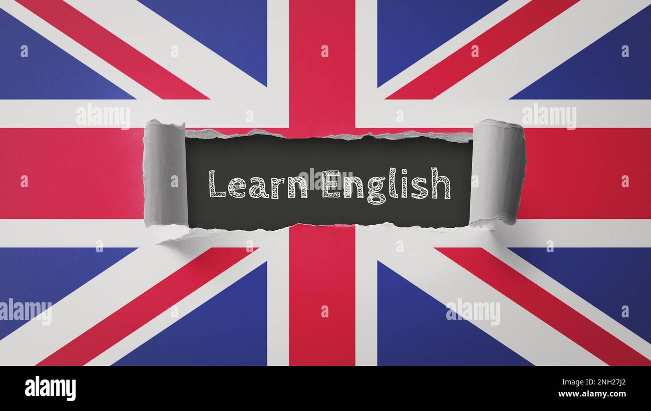 Learn English banner with Union Jack flag, language learning and school ...
