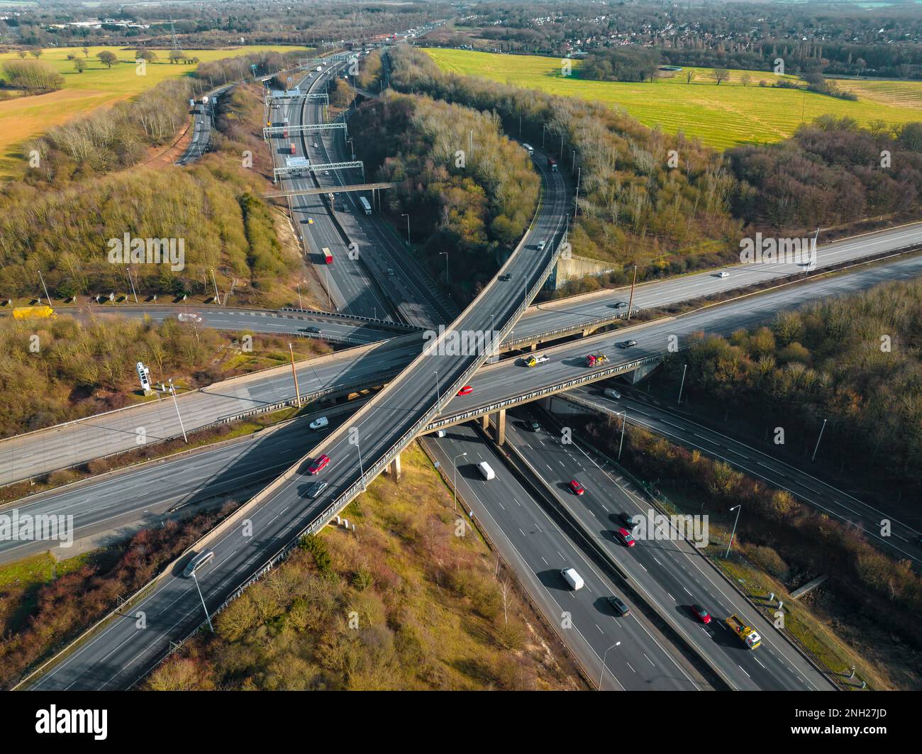 Busy Motorway Interchange Junction in the UK Stock Photo - Alamy
