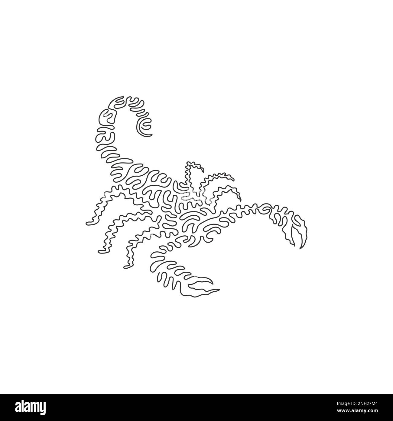 Single curly one line drawing of creepy scorpion abstract art ...