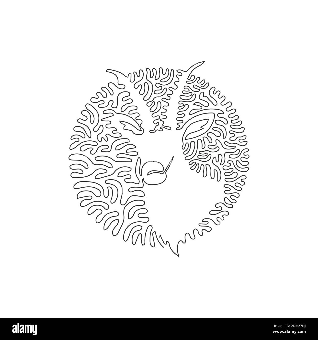 Single one curly line drawing of adorable antelope abstract art ...