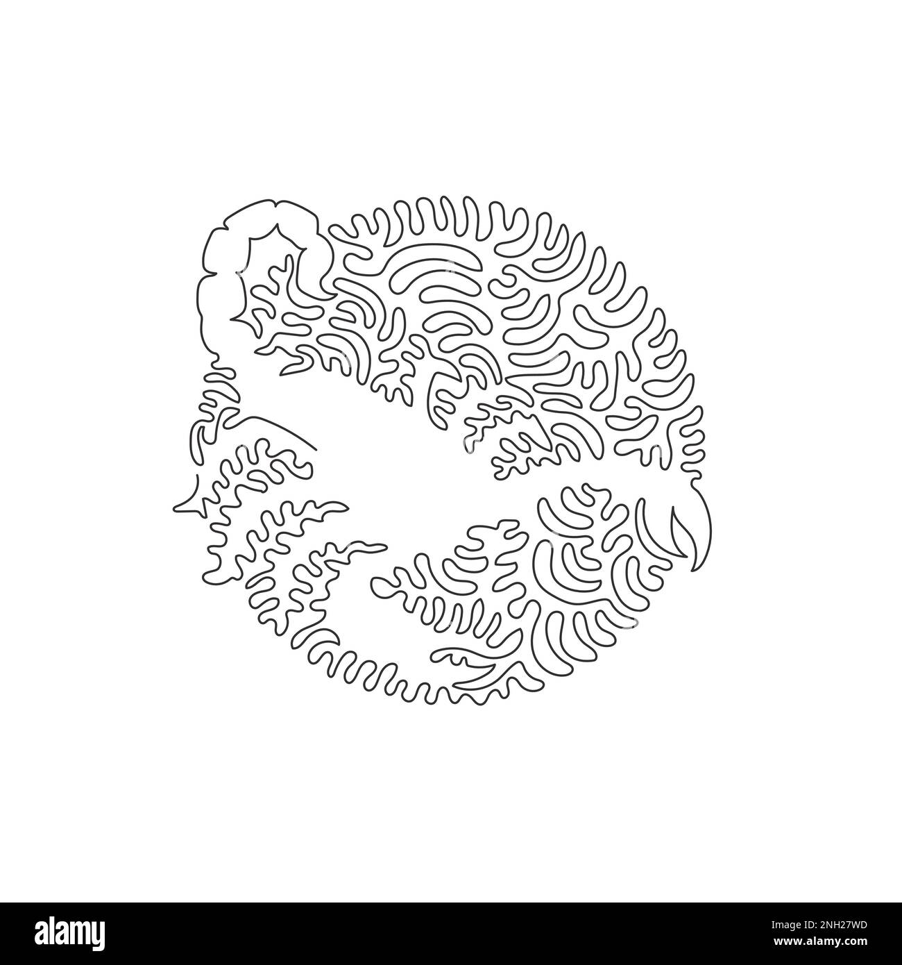 Continuous curve one line drawing of creepy scorpion abstract art ...