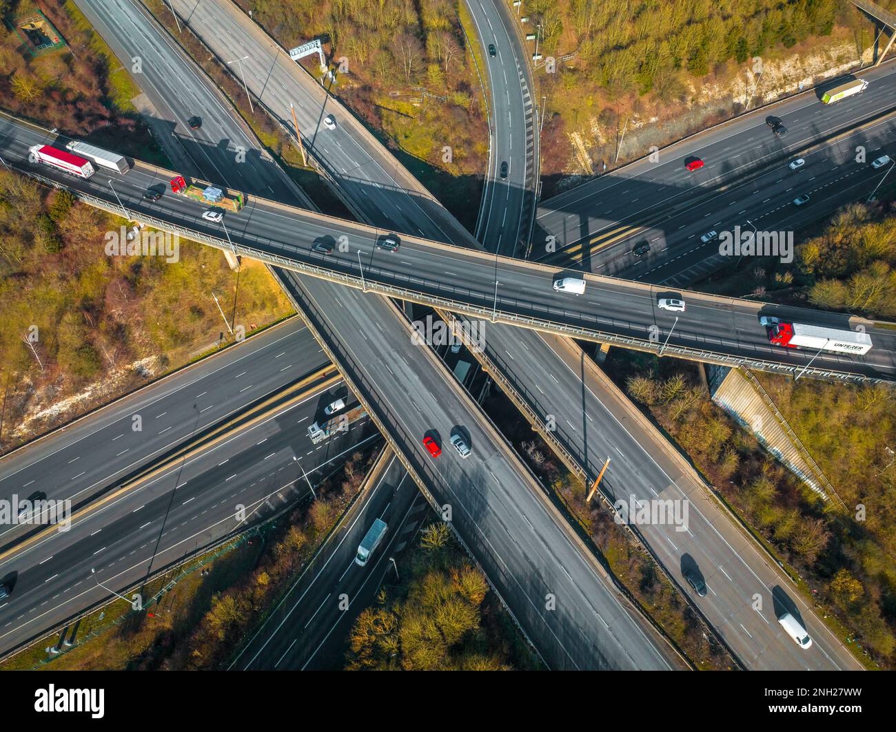Busy Motorway Interchange Junction in the UK Stock Photo - Alamy