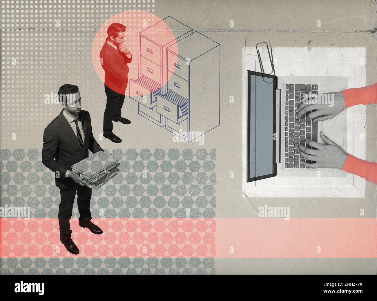 Archive, data storage and database concept: vintage style collage ...