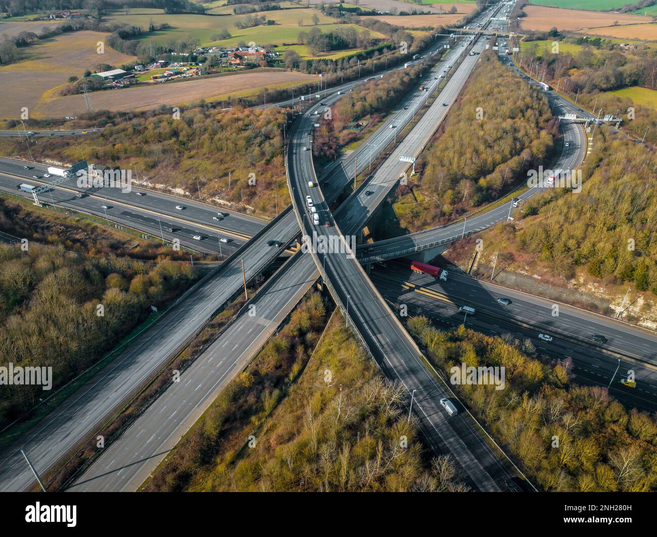 Busy Motorway Interchange Junction in the UK Stock Photo - Alamy