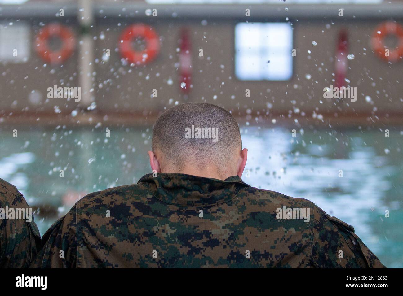 Recruits from Fox Company, 2nd Recruit Training Battalion, conduct swim ...