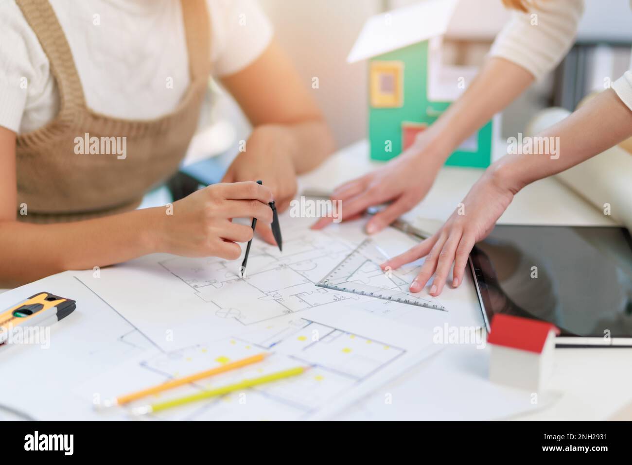 Construction and architect home building company concept, Engineers ...