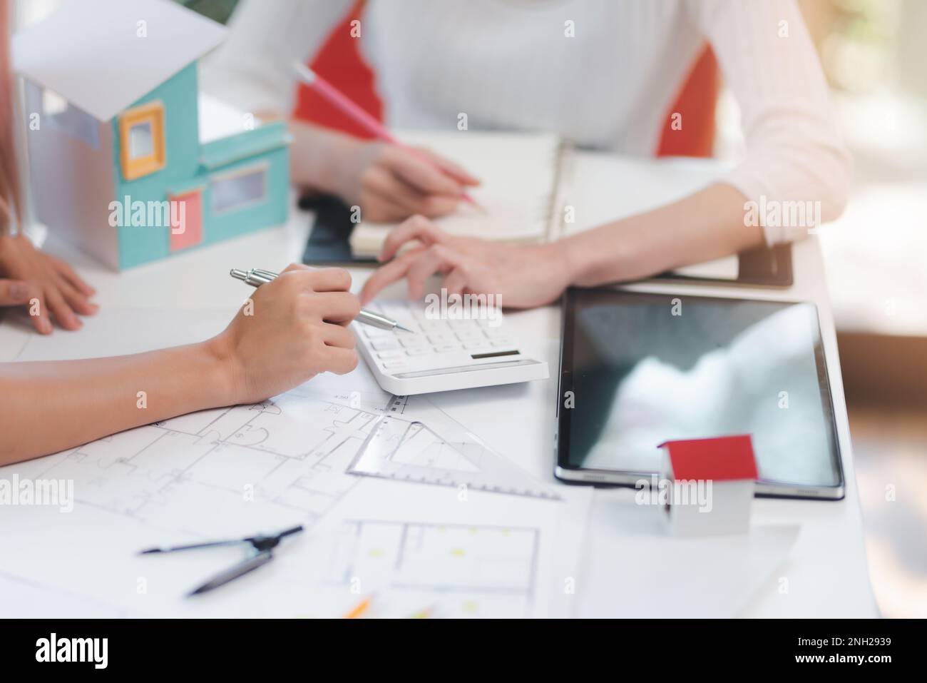 Construction and architect home building company concept, Engineers ...