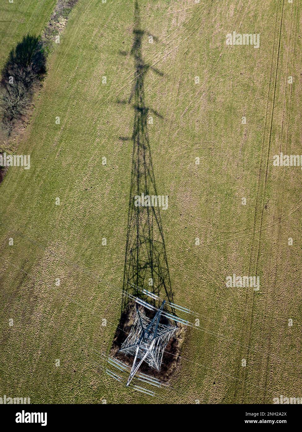Lattice Electricity Pylon Aerial View Stock Photo - Alamy