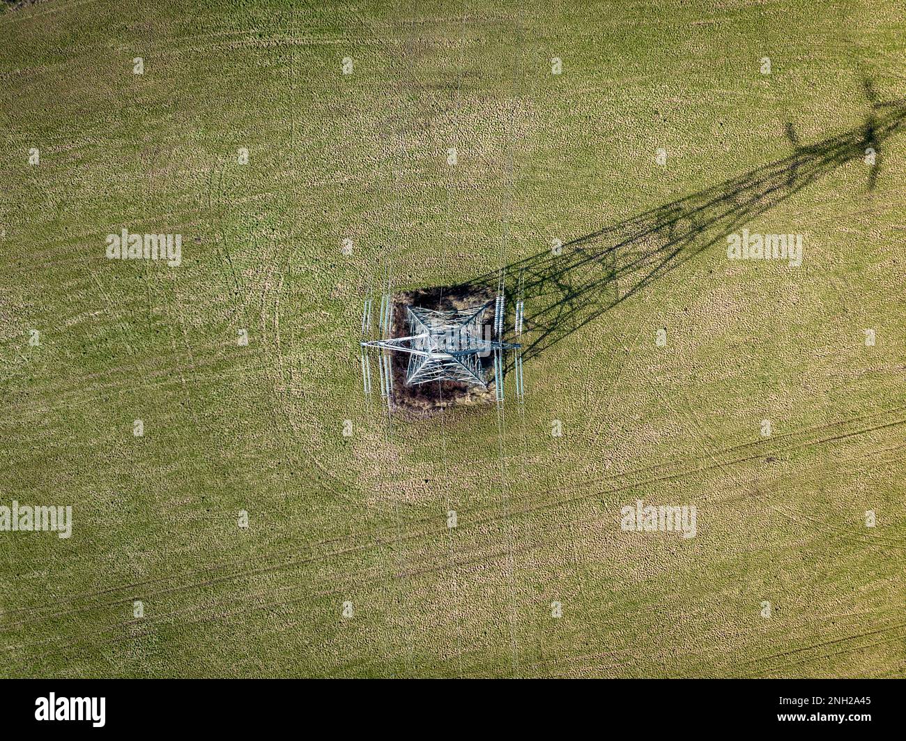Lattice Electricity Pylon Aerial View Stock Photo - Alamy