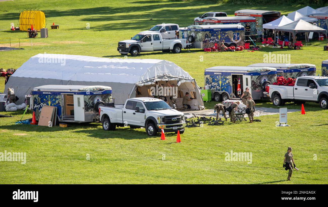 Airmen and soldiers from the Indiana National Guard establish, operate ...