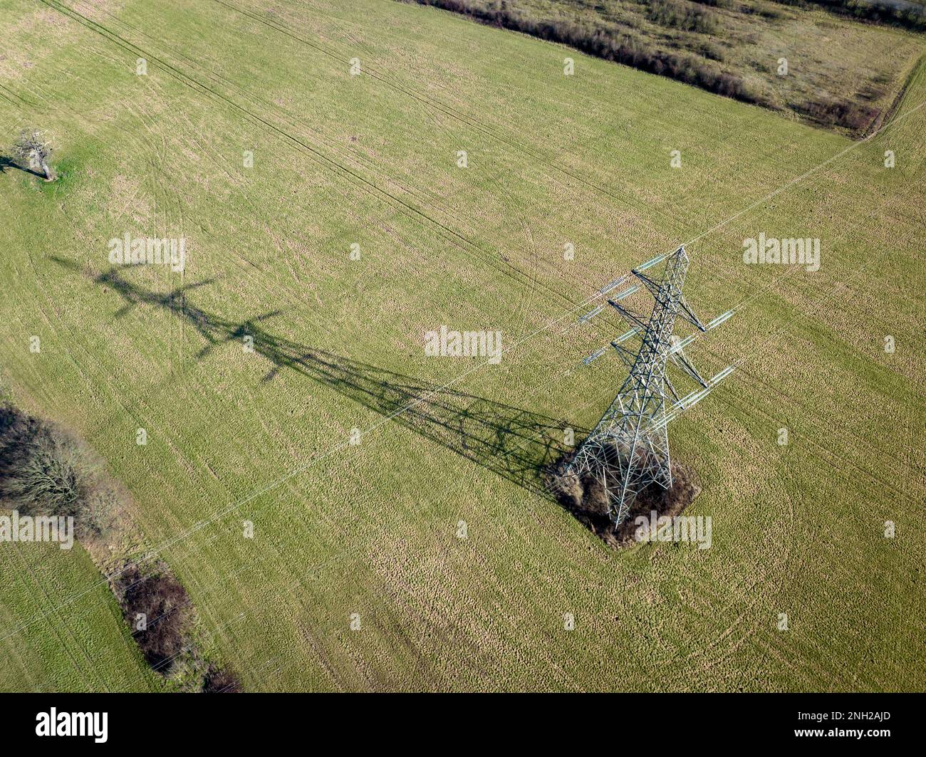 Lattice Electricity Pylon Aerial View Stock Photo - Alamy