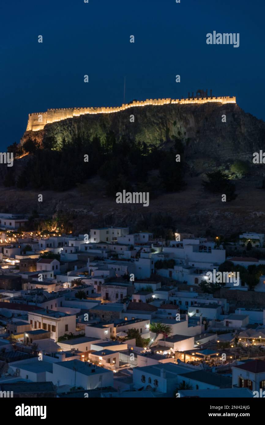 Lindos night greek islands greece hi-res stock photography and images ...