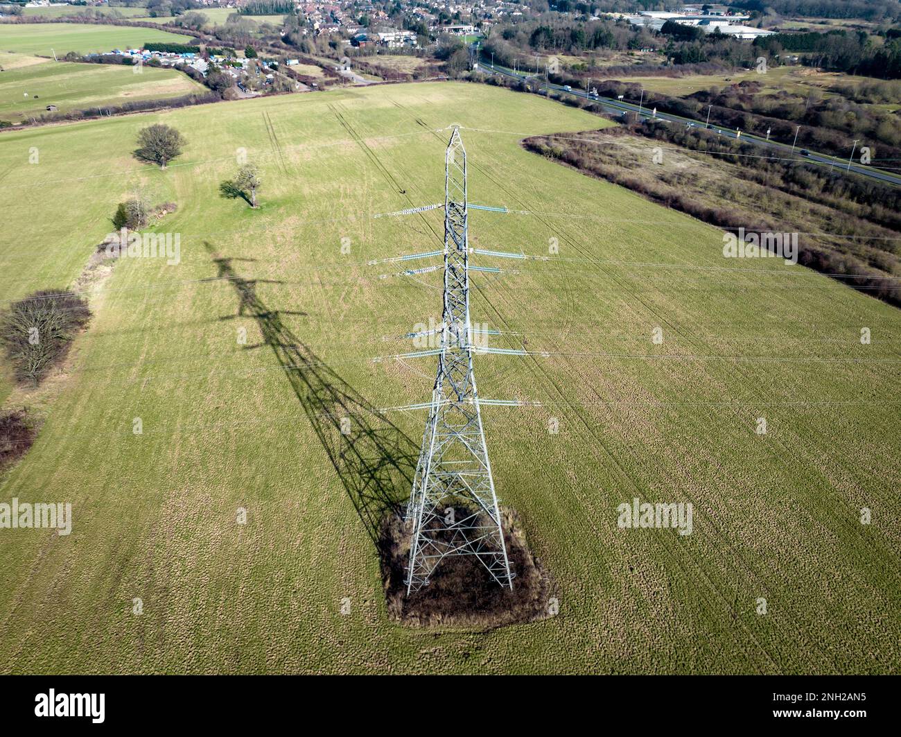 Lattice Electricity Pylon Aerial View Stock Photo - Alamy
