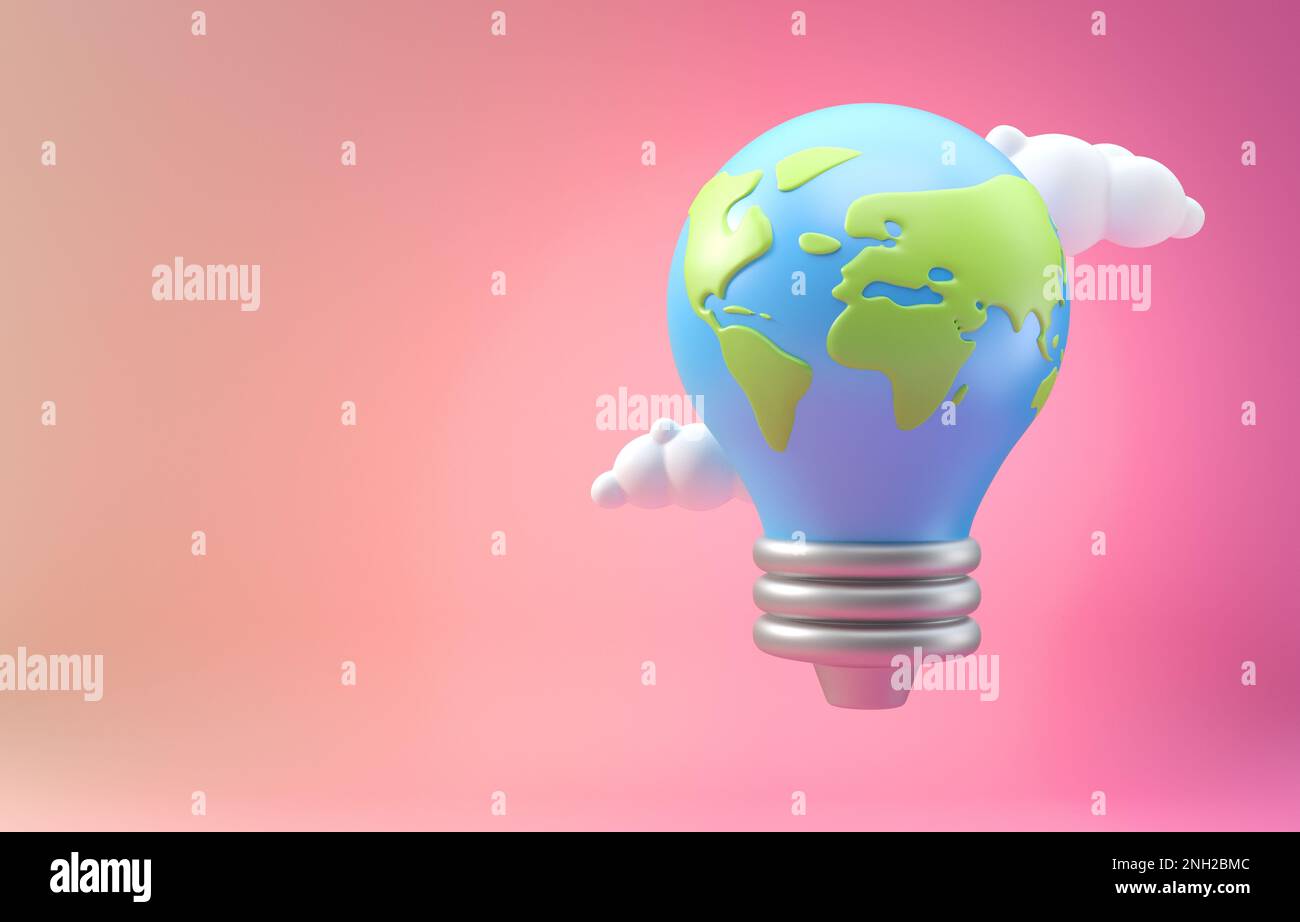 Light Bulb Shaped Earth. 3D Illustration Stock Photo - Alamy
