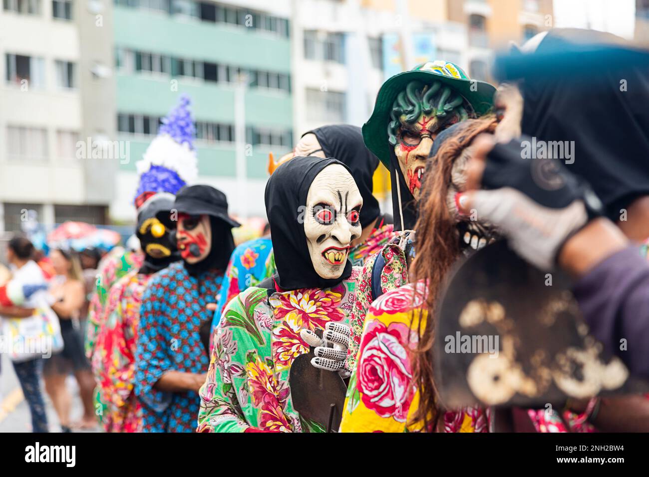 Salvador, Bahia, Brazil - February 11, 2023: People dressed in horror ...