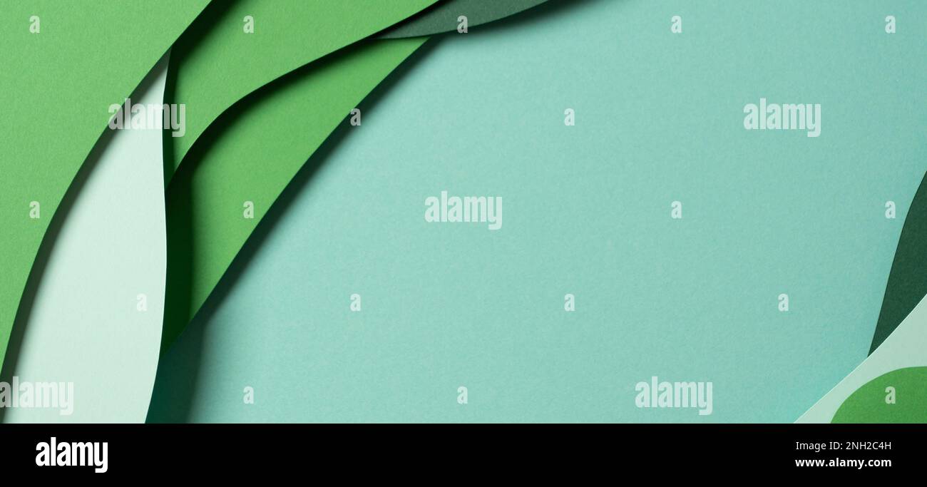 Abstract green color paper texture background. Minimal paper cut style ...