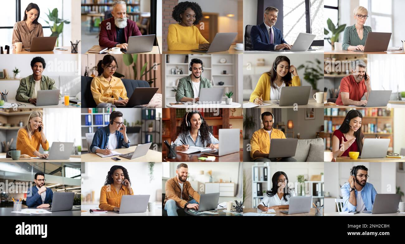 International group of people, male and female working, studying ...