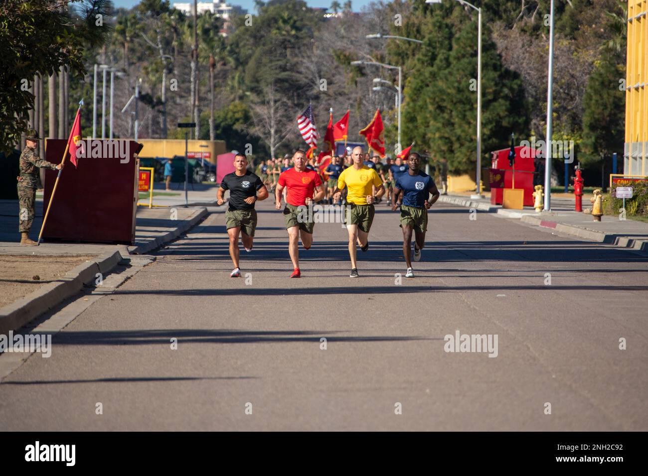 U S Marine Corps Drill Masters With Recruit Training Regiment Lead A