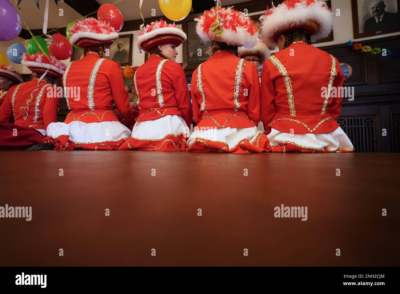 Marne, Germany. 20th Feb, 2023. The guard of the Marner Karnevals ...
