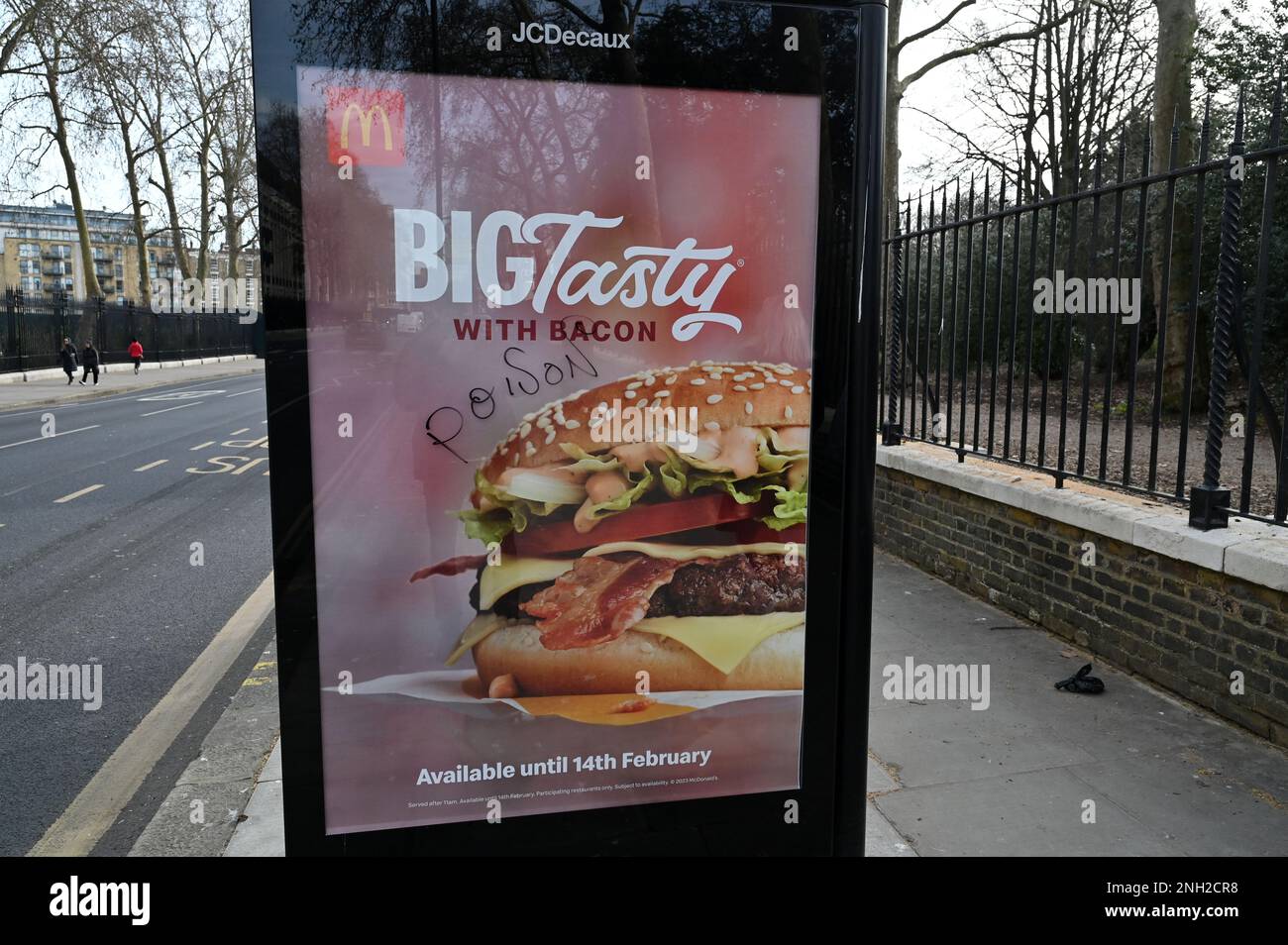 Big Tasty McDonalds advertisement at a bus stop in south London that ...