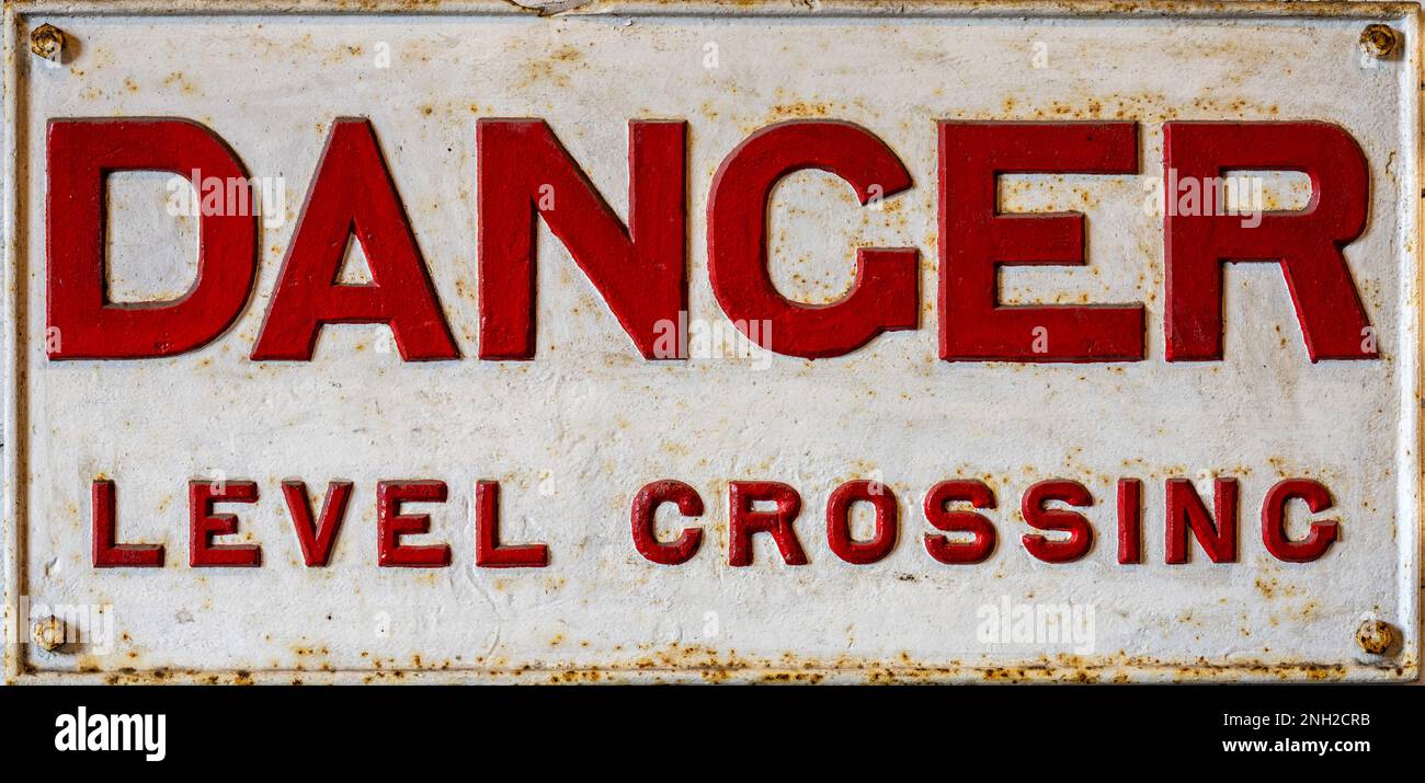 Vintage danger level crossing railway sign Stock Photo - Alamy