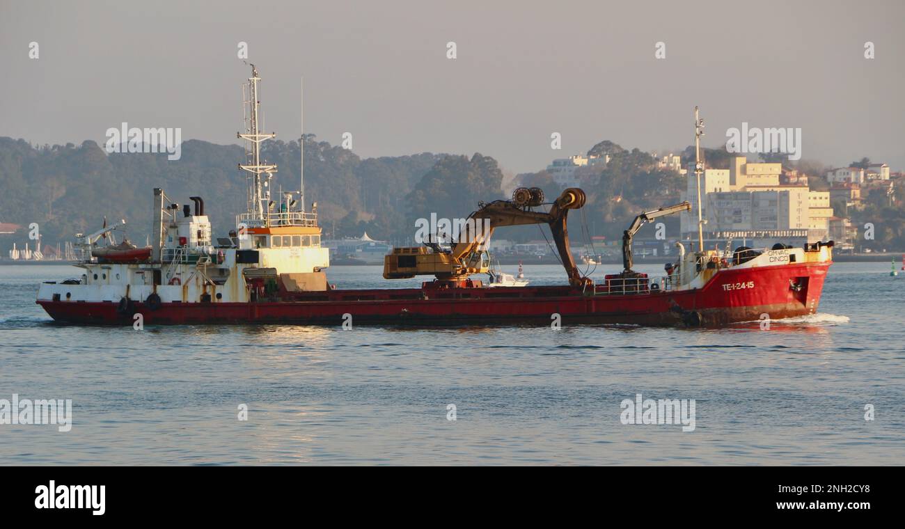 Hopper Dredger ship Omvac Cinco in the bay of Santander Cantabria Spain ...