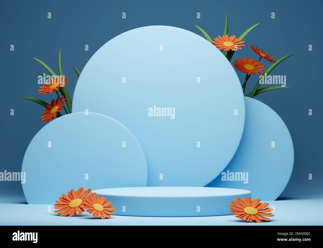 3d spring background with flowers and podium Stock Photo - Alamy