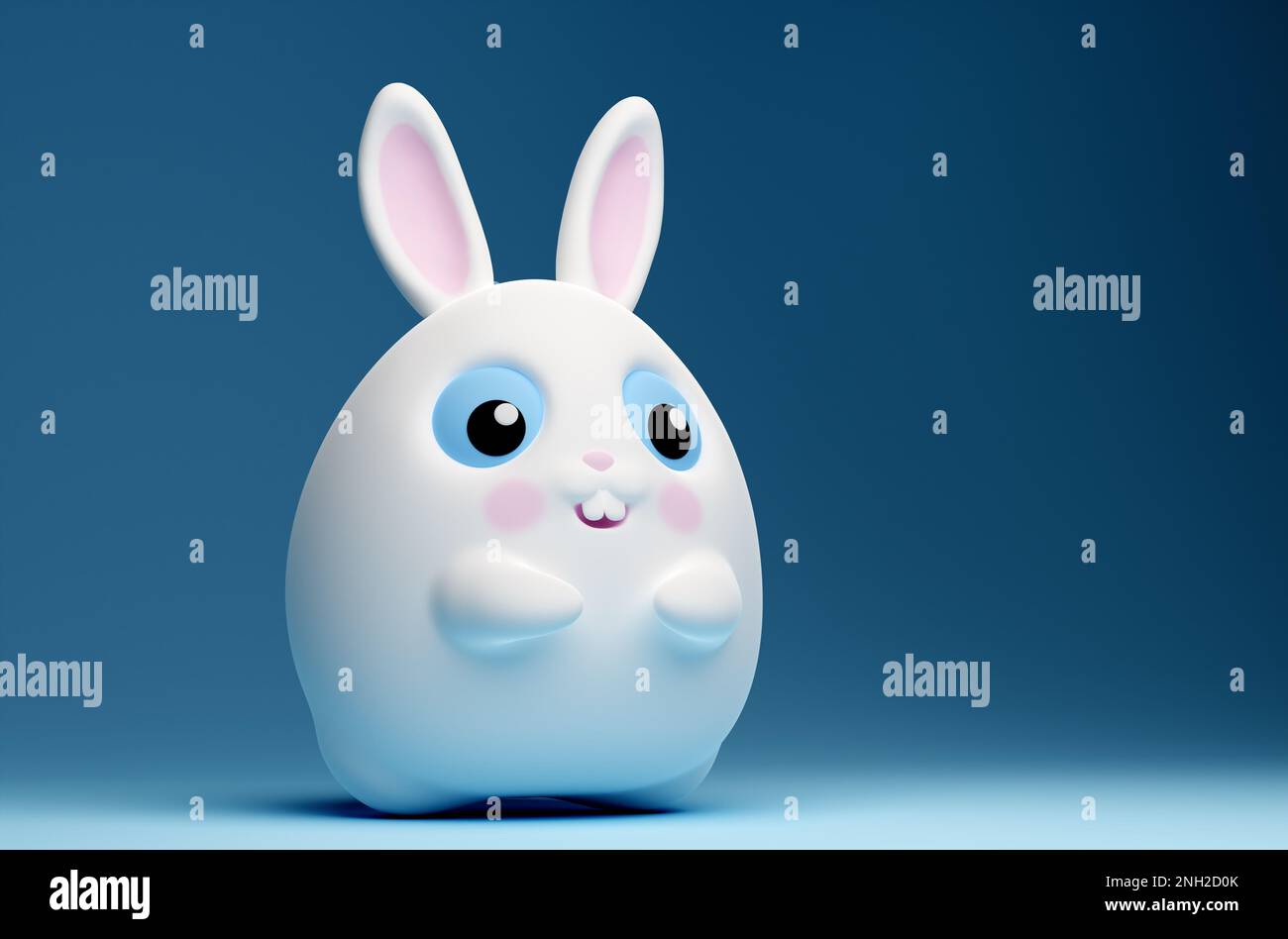 3d little kawaii white rabbit with big blue eyes Stock Photo - Alamy