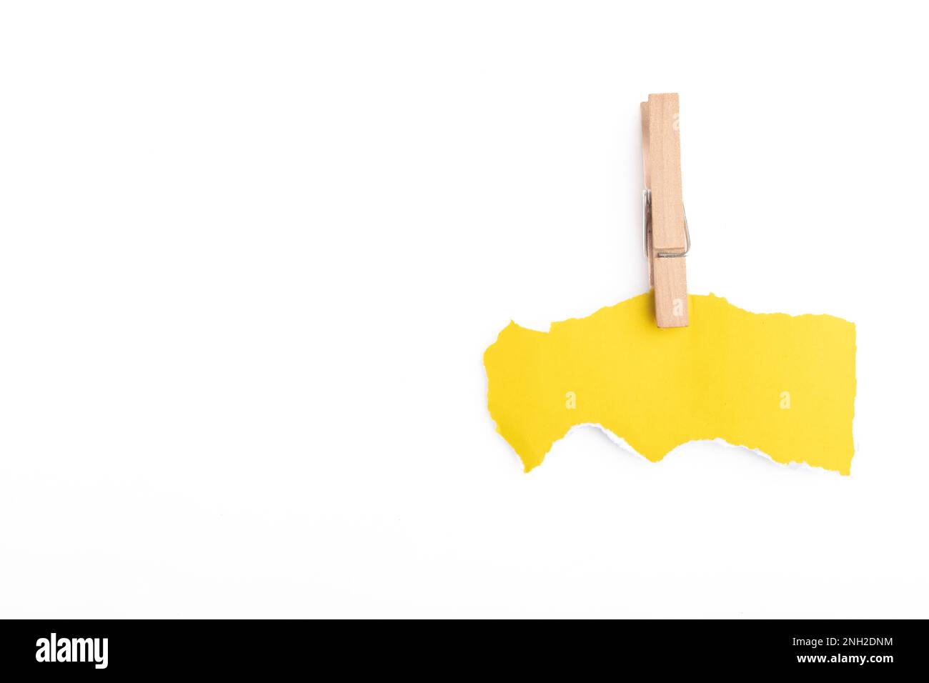 yellow torn paper For adding text. On white background, copy space ...
