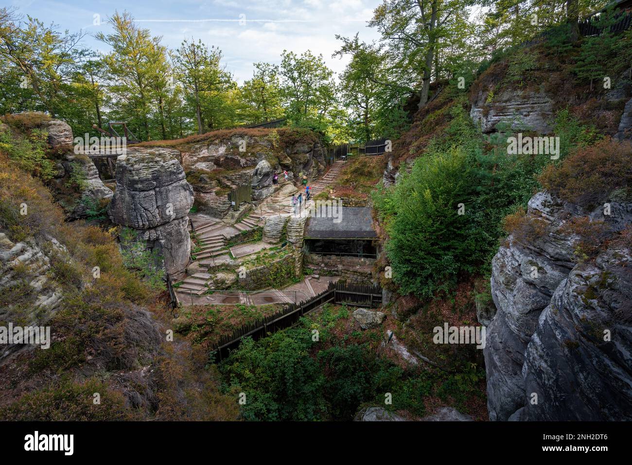 Stone formations and ruins of Neurathen Castle near Bastei Bridge ...