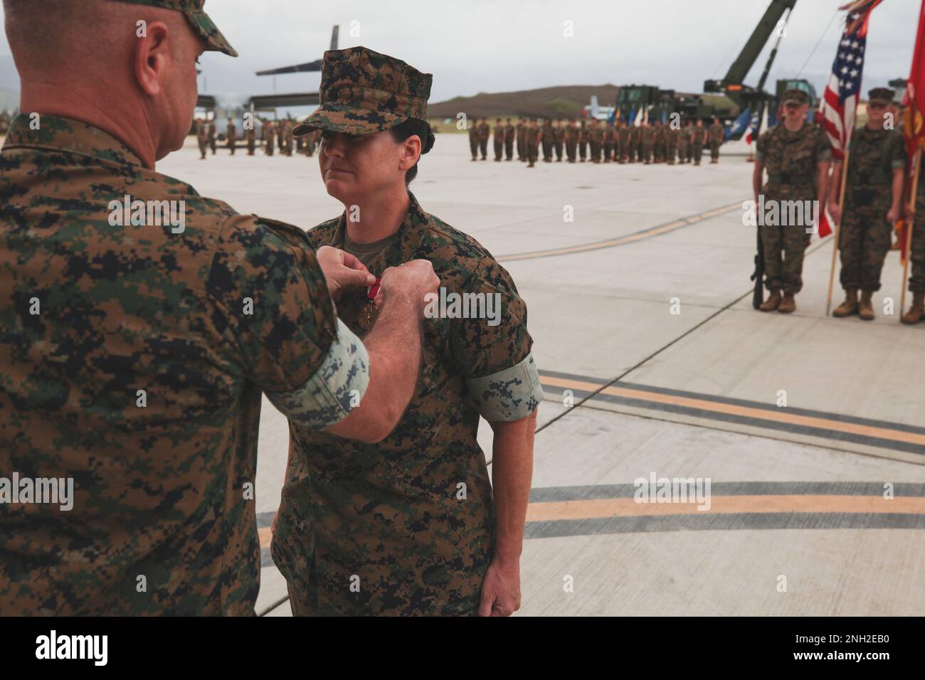 U.S. Marine Corps Col. Manlee Herrington, left, commanding officer ...