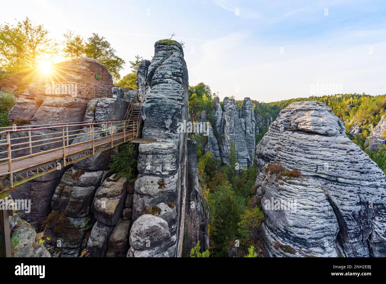 Stone formations and ruins of Neurathen Castle near Bastei Bridge ...
