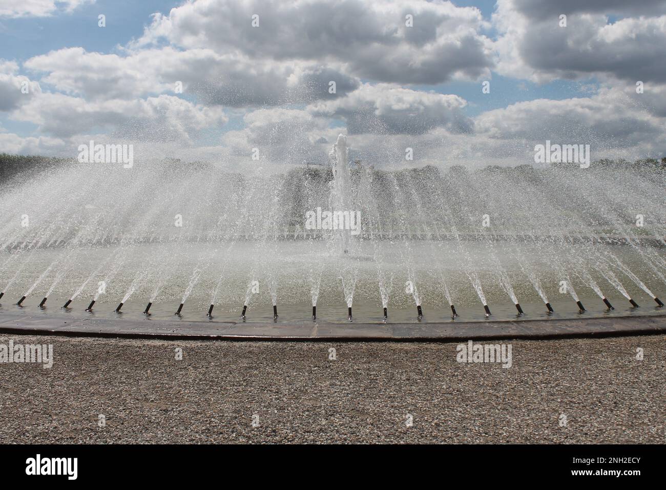 round circle fountain collection with sky Stock Photo - Alamy