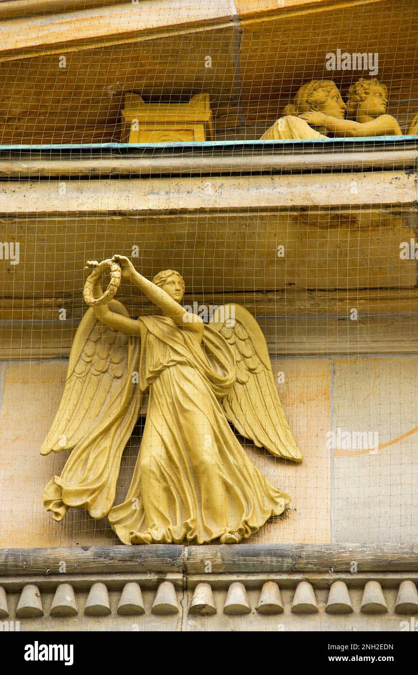 Angel figure holding a crown, detail from the New Guard building (Neue ...